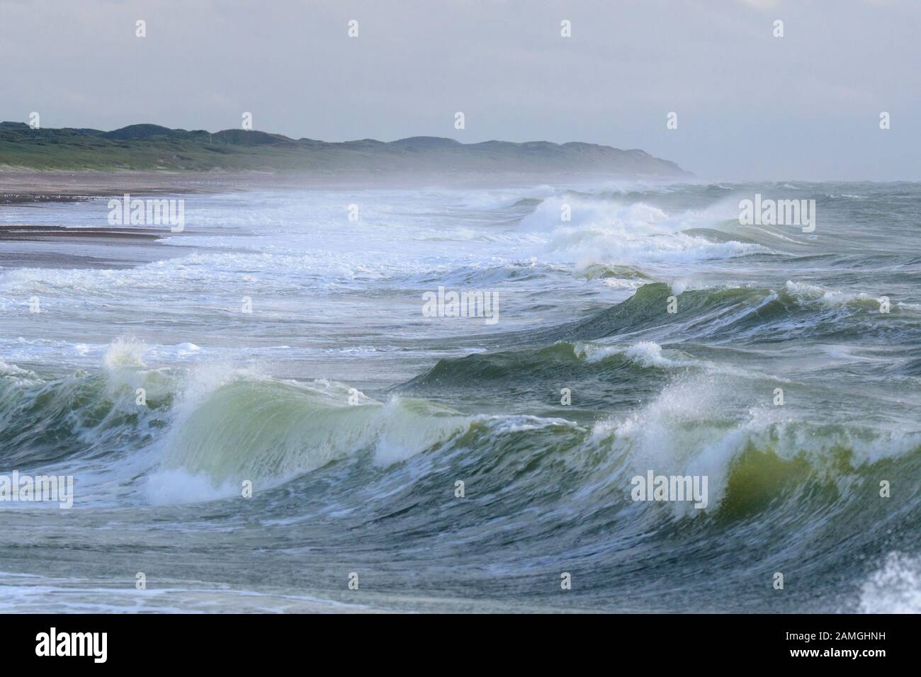 Breaking Wave, Vorupor, Nationalpark Thy, Thisted, North Sea, North ...