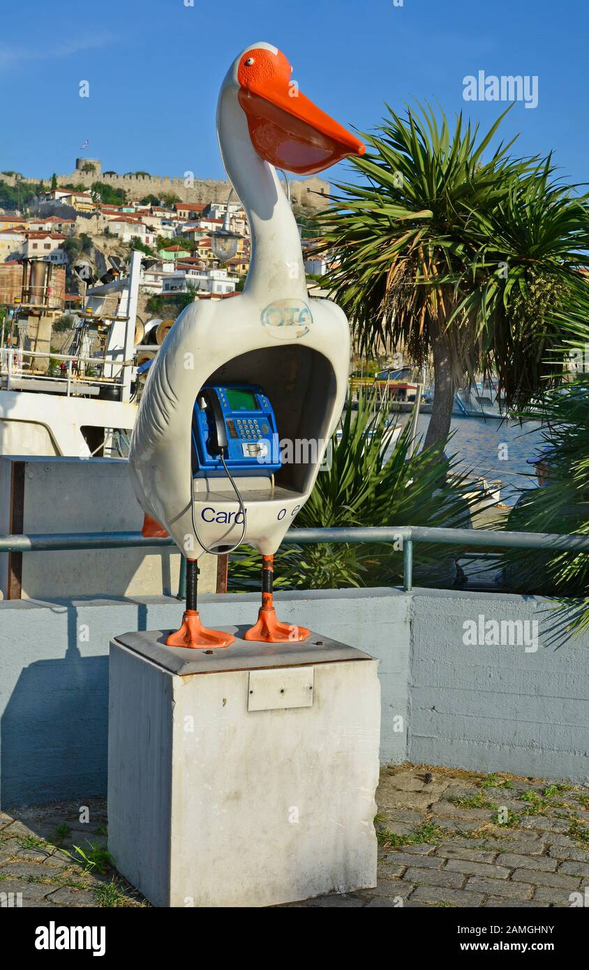 Kavala, Greece - September 17th 2015: Funny telephone box for card ...