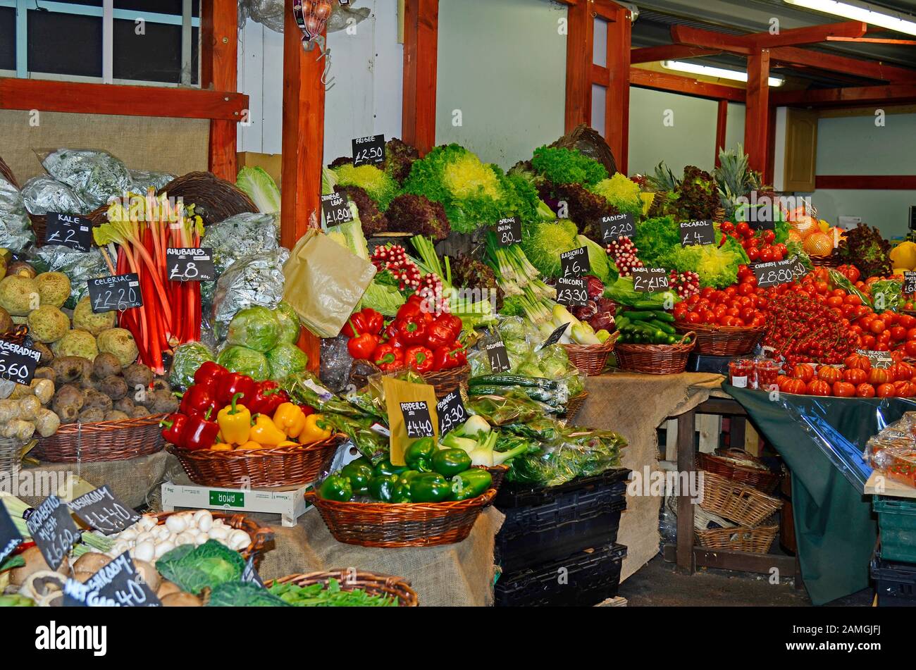 Great Britain, London, shop for vegetables in Borough market Stock ...