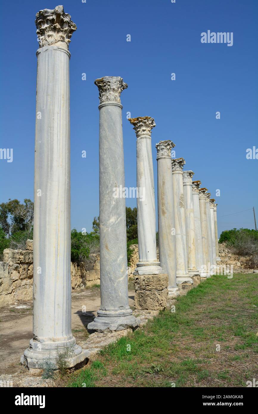Cyprus, collonade in ancient Salamis Stock Photo - Alamy