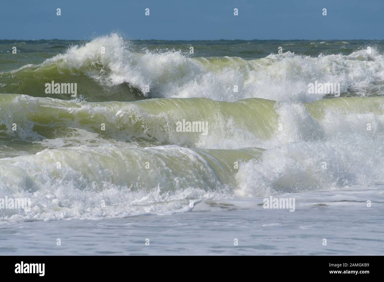 Breaking Wave, Vorupor, Nationalpark Thy, Thisted, North Sea, North ...