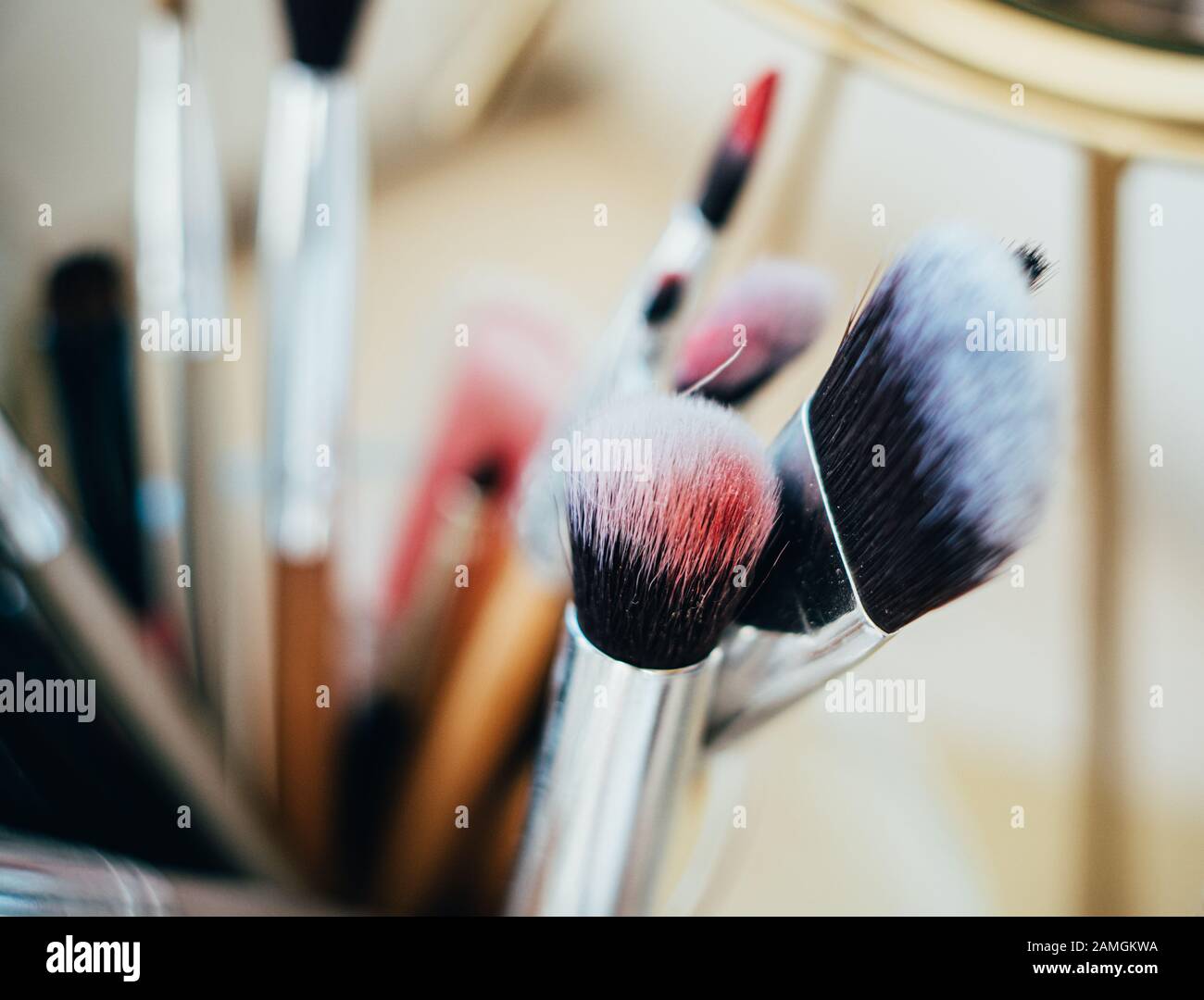 Many different makeup brushes in artist's studio Stock Photo - Alamy