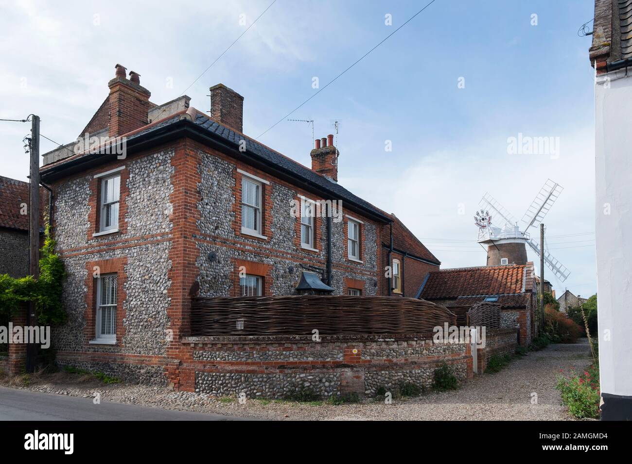 Traditional flint houses in the village of Cley Next The Sea, North ...