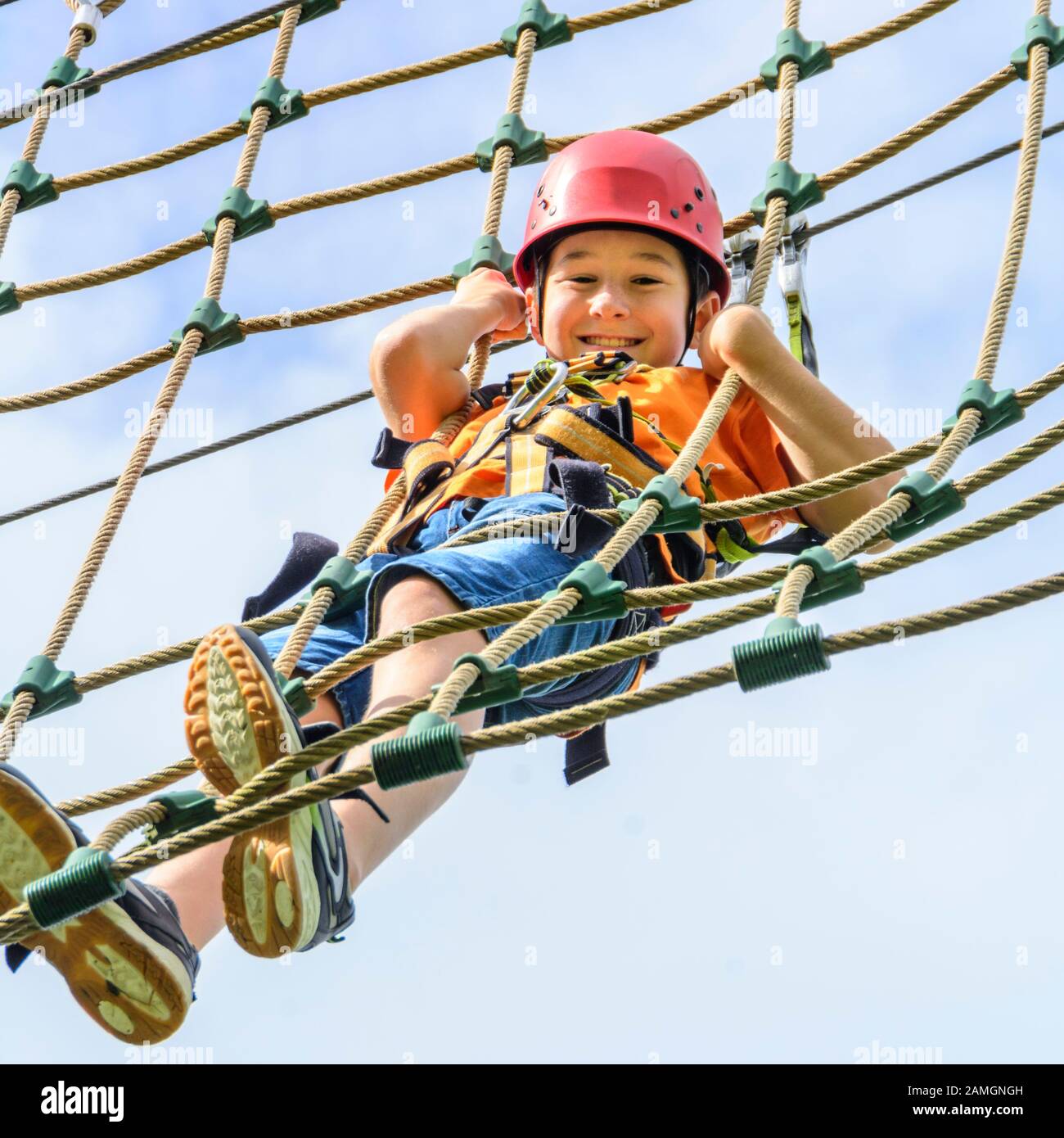 Funny afternoon in high ropes course Stock Photo - Alamy