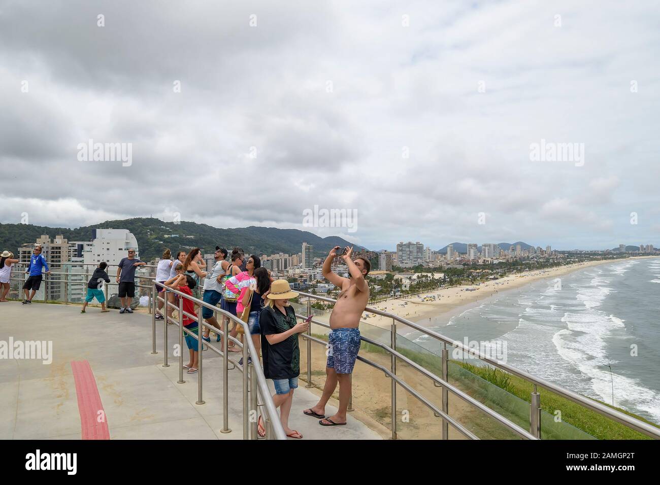 Guaruja - SP, Brazil - November 19, 2019: People taking selfies and ...