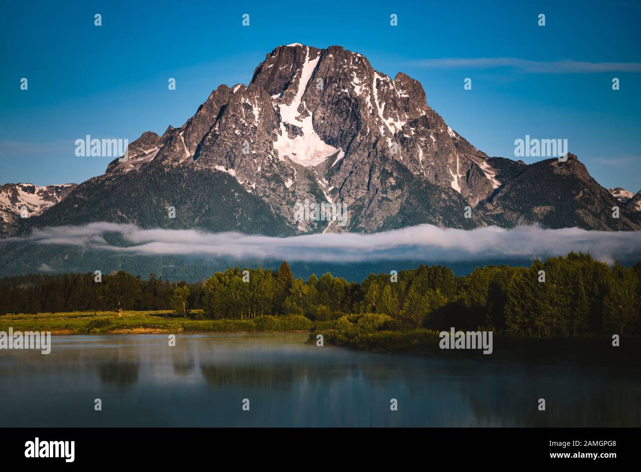 A portrait of Mount Moran in the Grand Teton National Park Stock Photo ...
