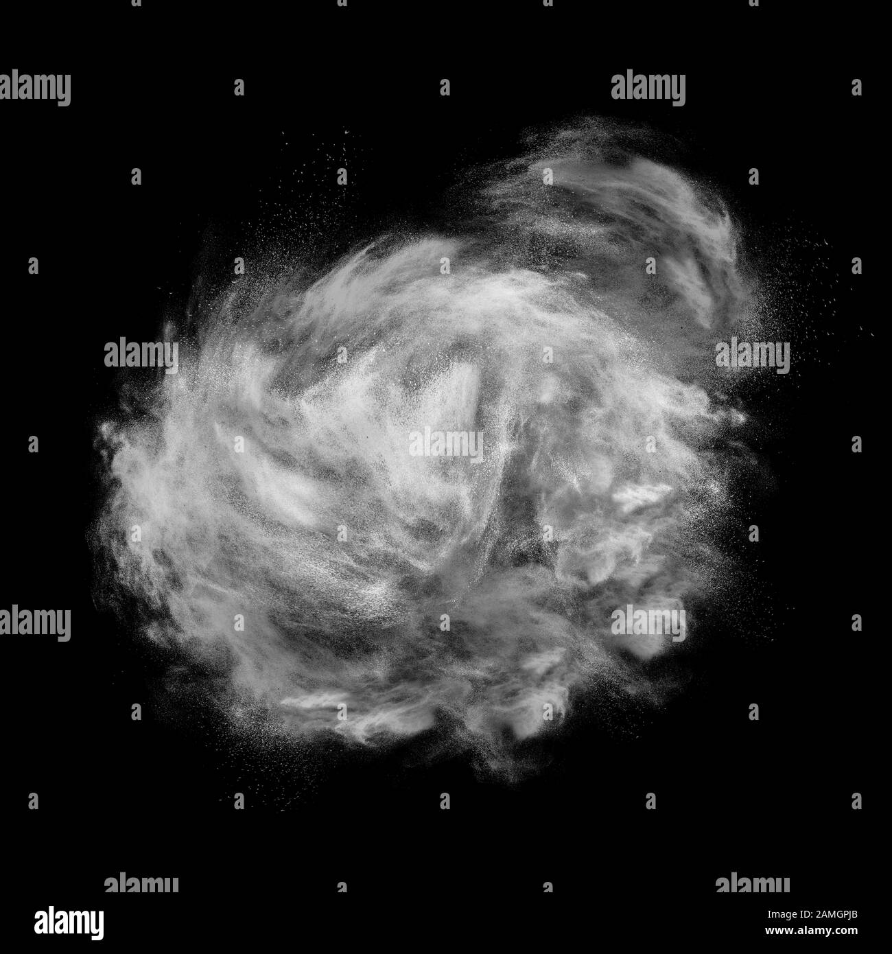 Abstract grey dust cloud on a black background with copy space ...