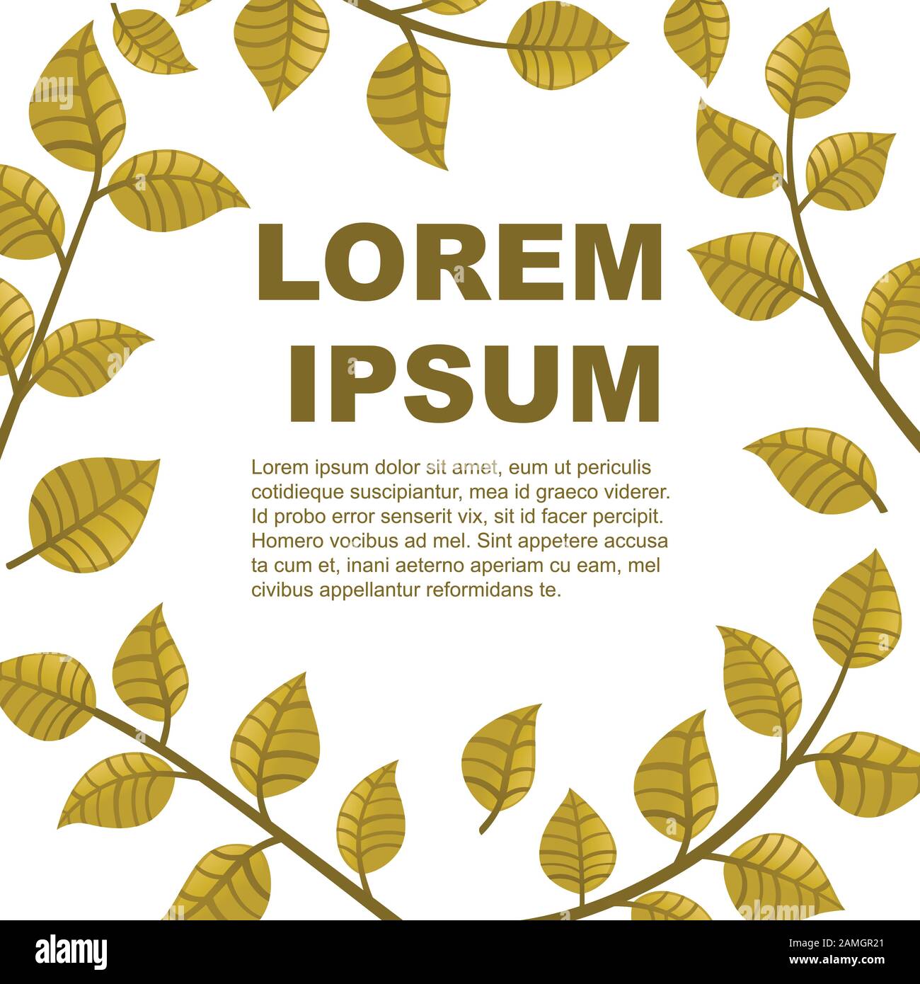 Flyer design with green autumn leaves on branches flat vector ...