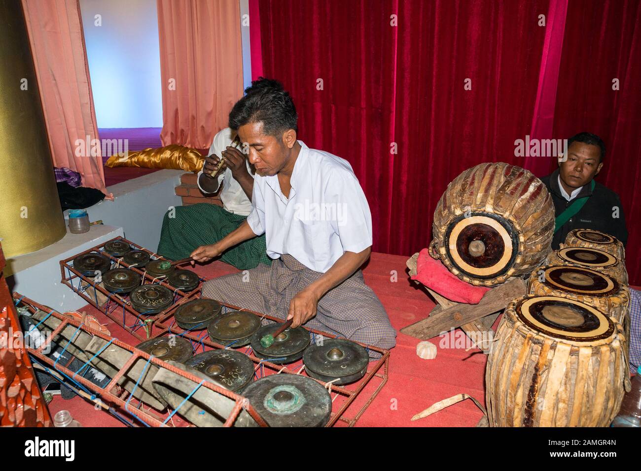 Traditional musicians in Burma, Mandalay Division, Myanmar, Asia Stock ...