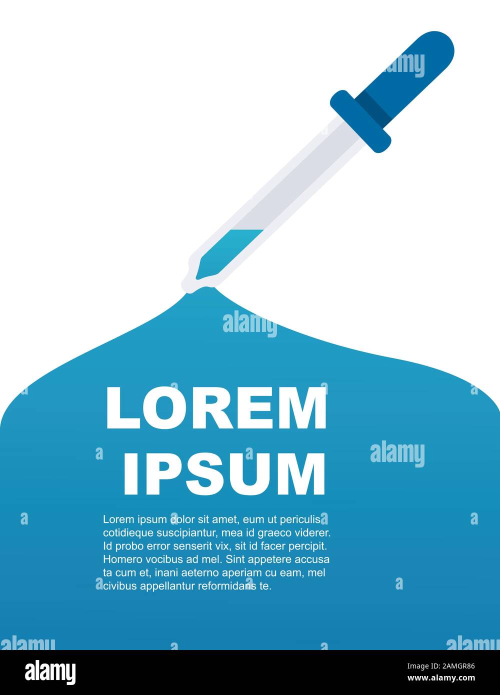 Pipette with a big abstract drop flat vector illustration on white ...