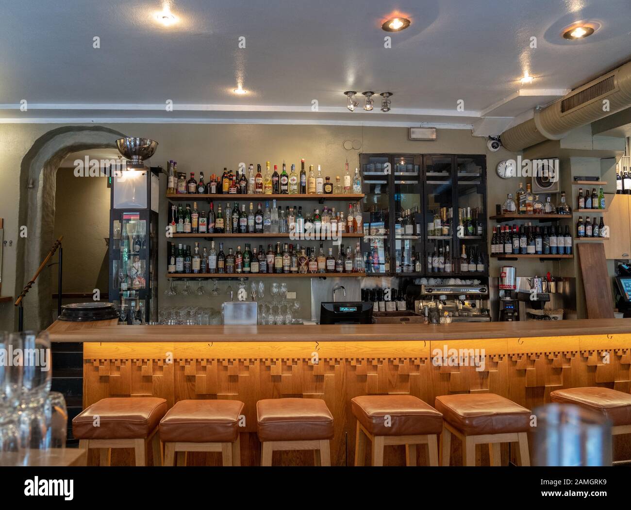 Inside interior behind bar bottles display hi-res stock photography and ...