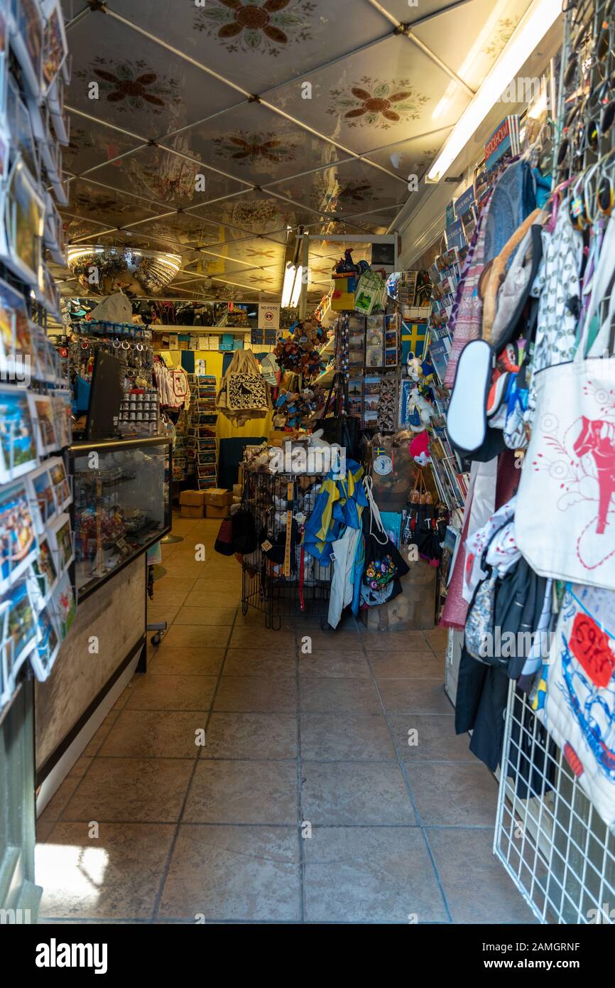 Editorial 06.20.2019 Stockholm Sweden Shop with postcards and souvenirs ...