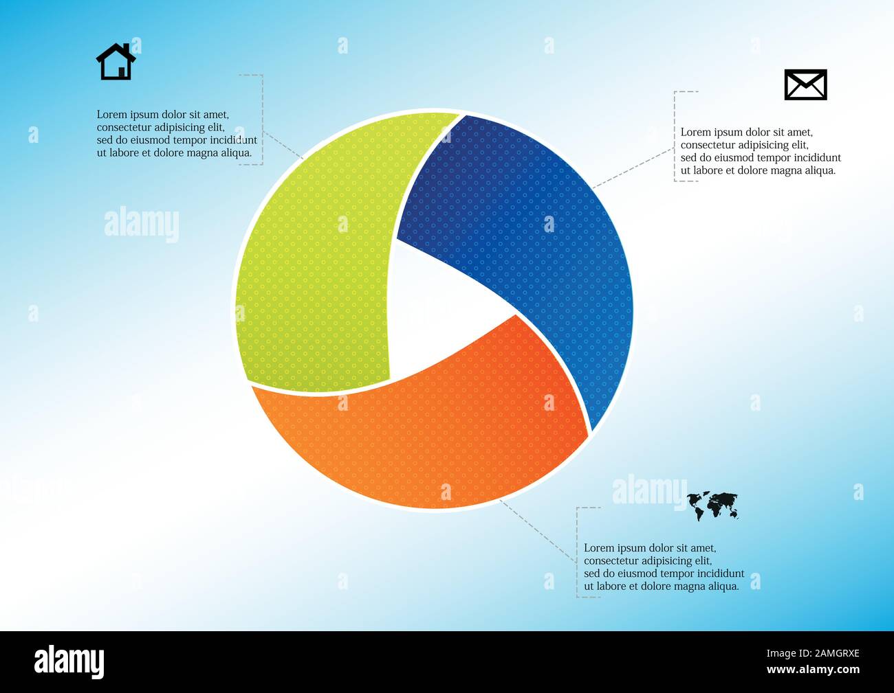 Infographic vector template with shape of circle. Graphic is divided to ...