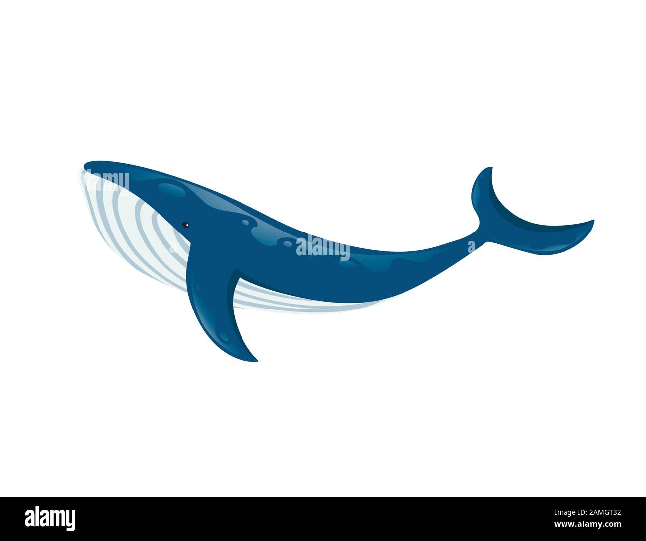 Big blue whale cartoon animal design biggest mammal on the earth flat ...