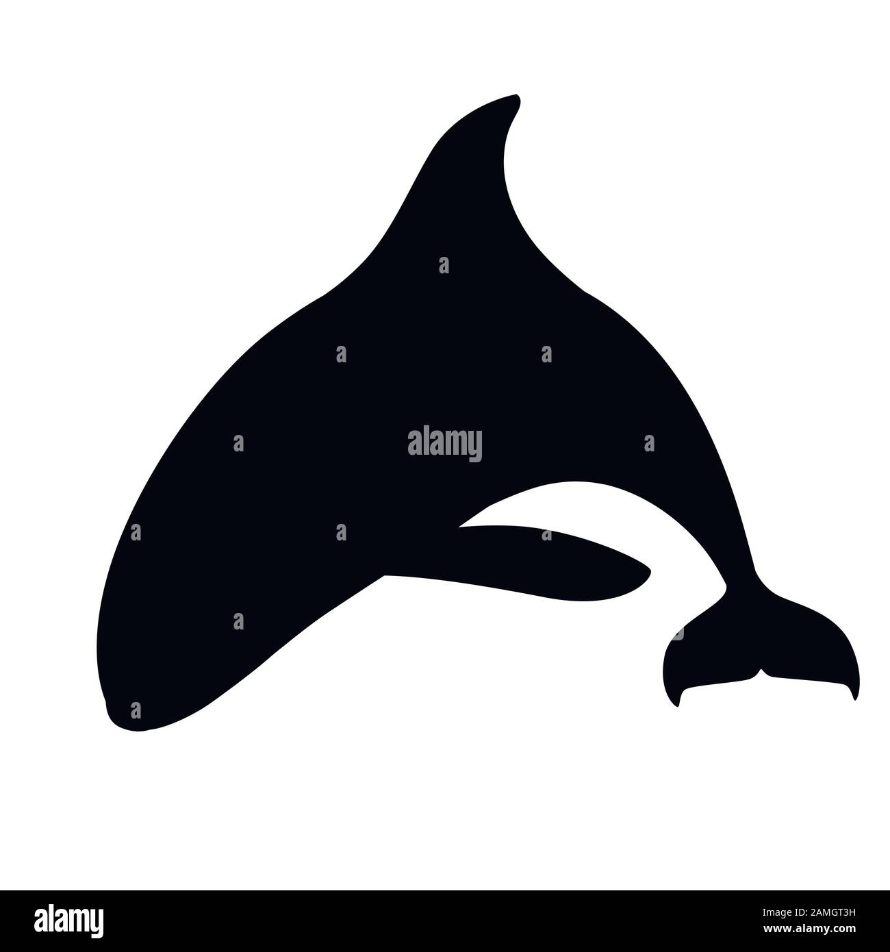 Black silhouette killer whale(Orcinus orca) cartoon animal design ocean ...
