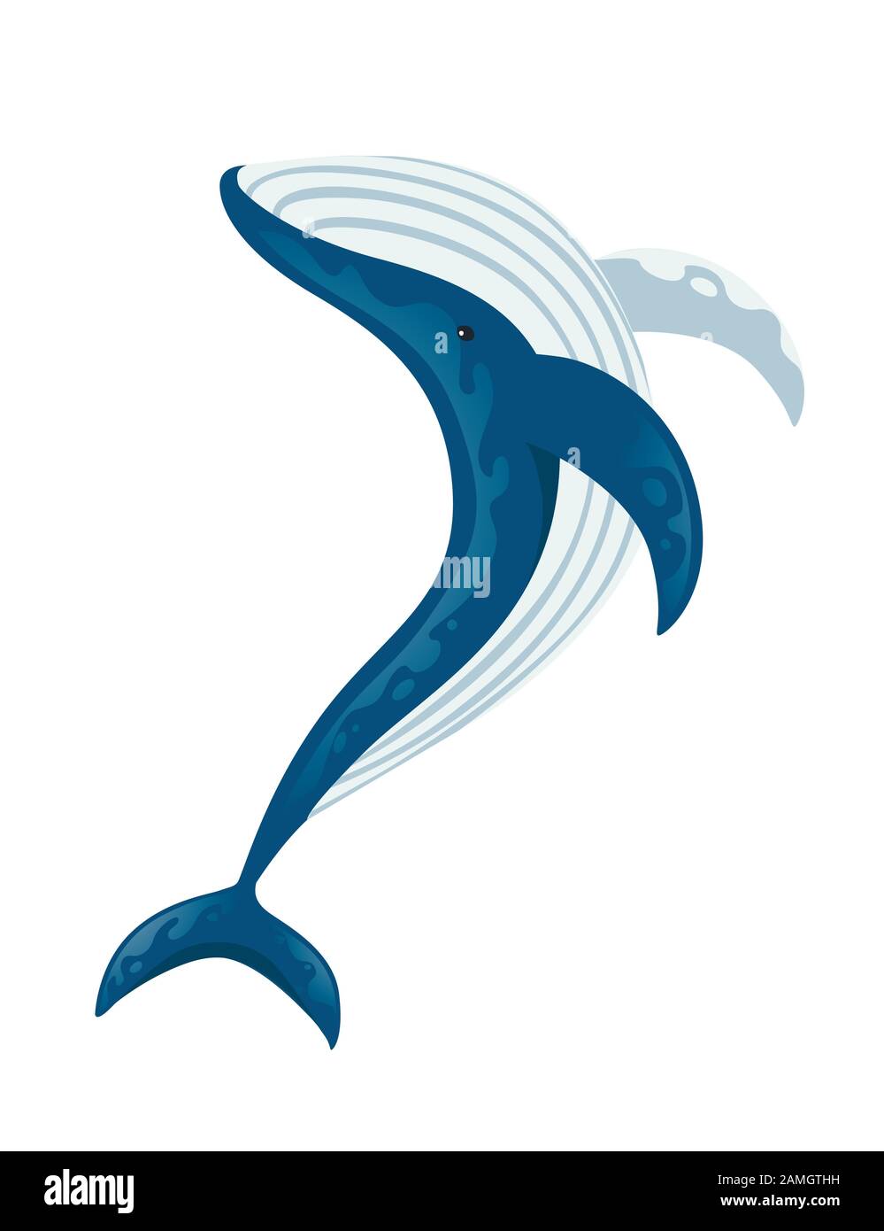 Big blue whale cartoon animal design biggest mammal on the earth flat ...