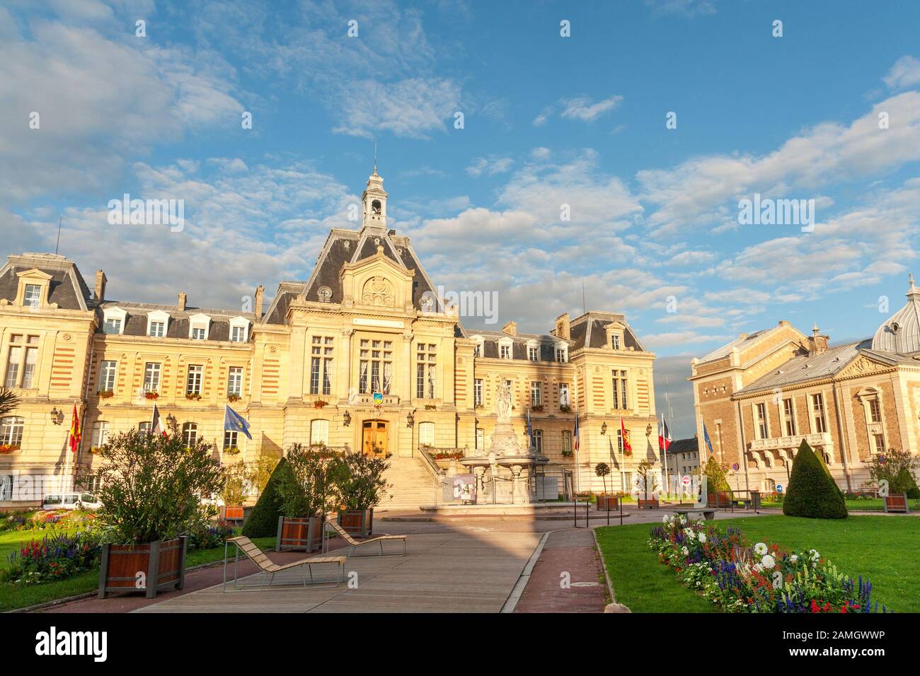 City Hall (Hotel de ville) of Evreux on General De Gaulle square, the ...