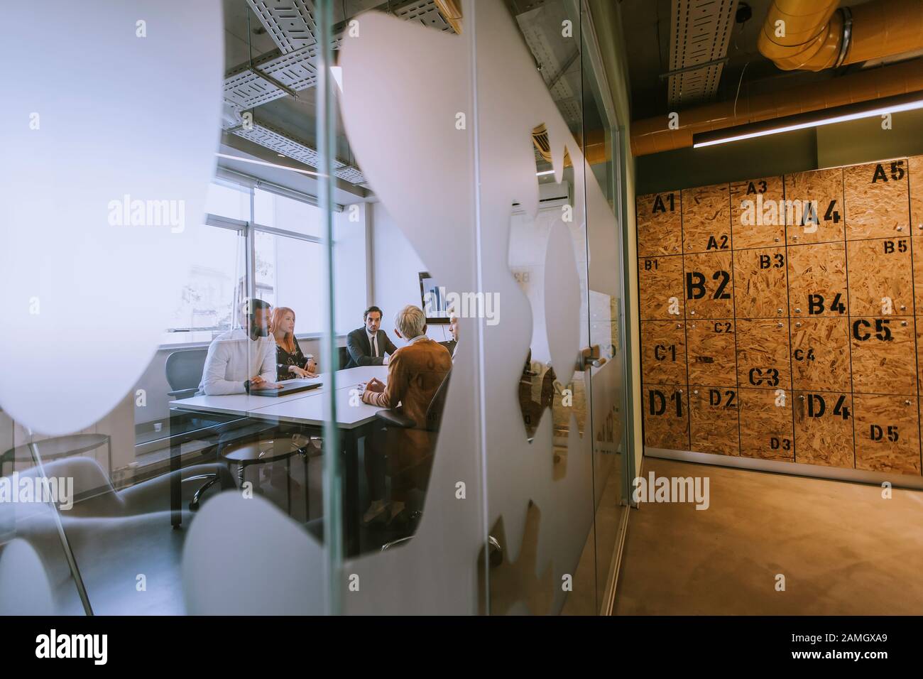 Businessman presenting project strategy showing ideas on interactive ... Businessman presenting project strategy showing ideas on interactive ...