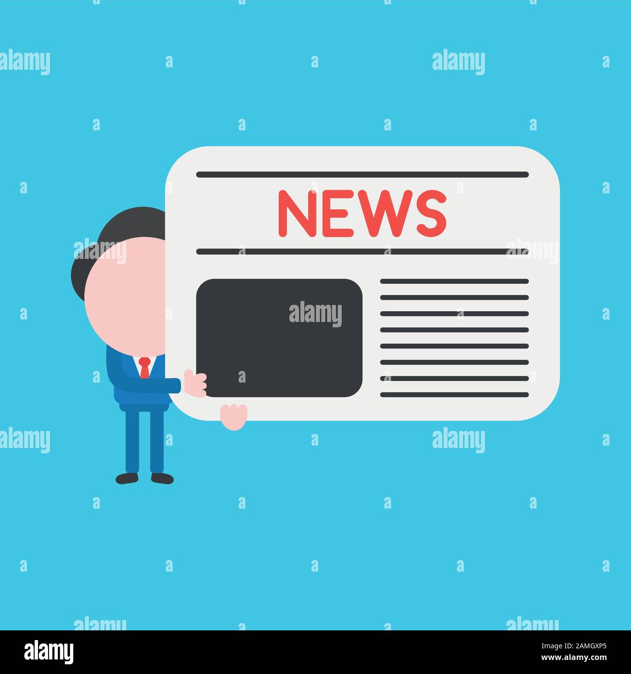 Vector illustration of faceless businessman character holding newspaper ...