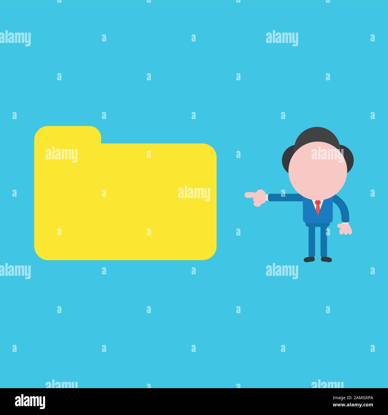 Vector illustration of faceless businessman character pinting closed ...
