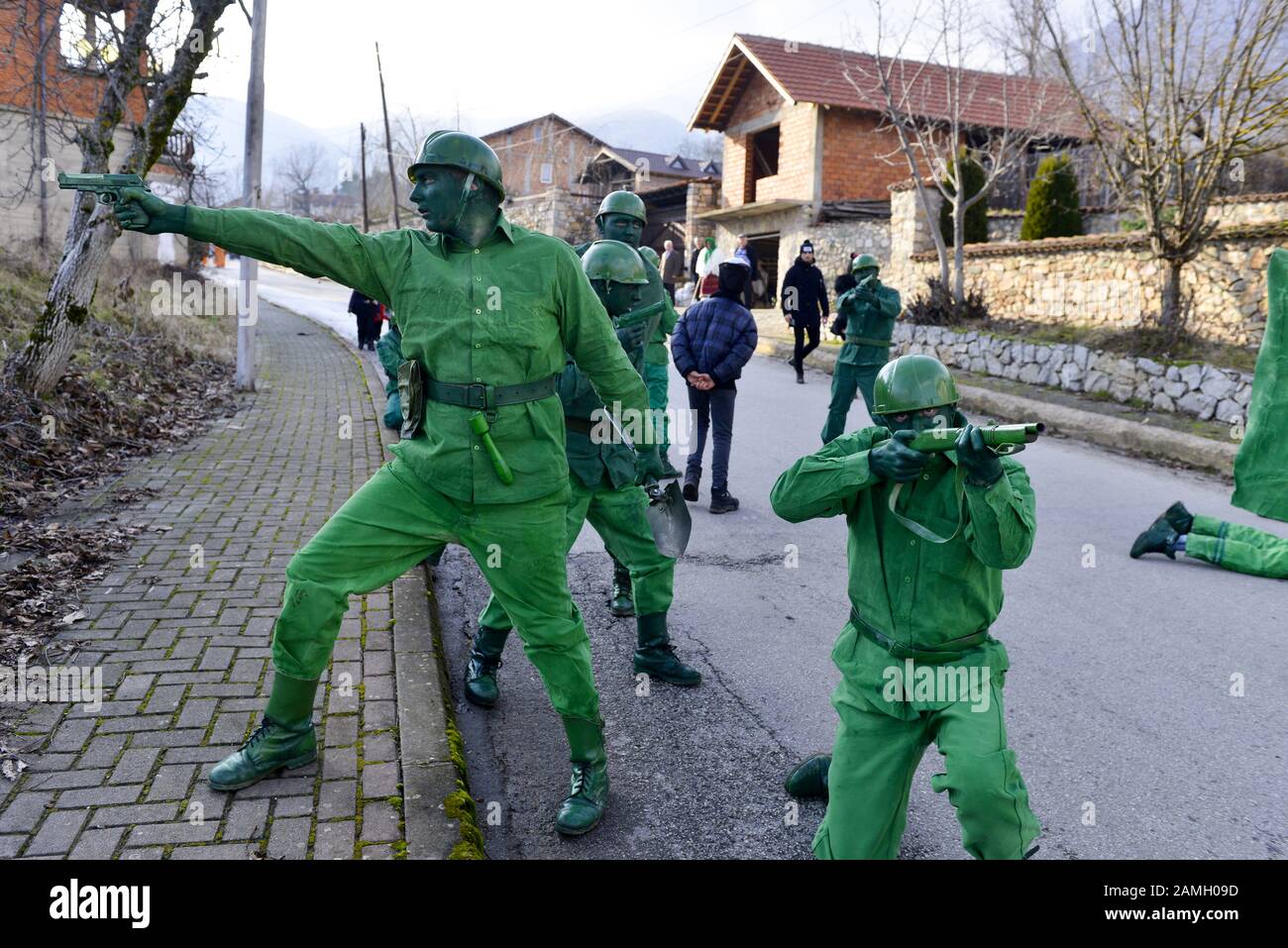 VEVCANI, MACEDONIA - 13 JANUARY , 2020: General atmosphere with dressed ...