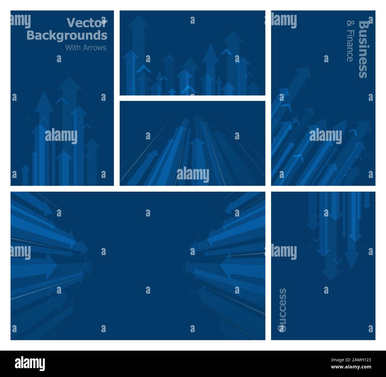 Dark Blue Background Template Set With Arrows. Business and Finance ...