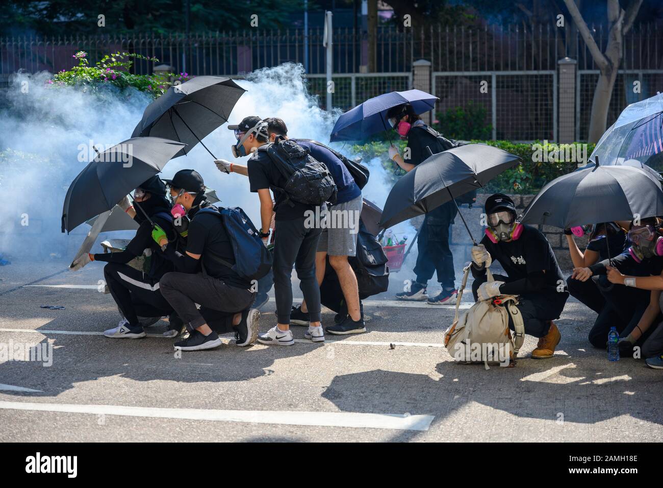 PolyU, Hong Kong - Nov 18, 2019: The second day of the Siege of PolyU ...