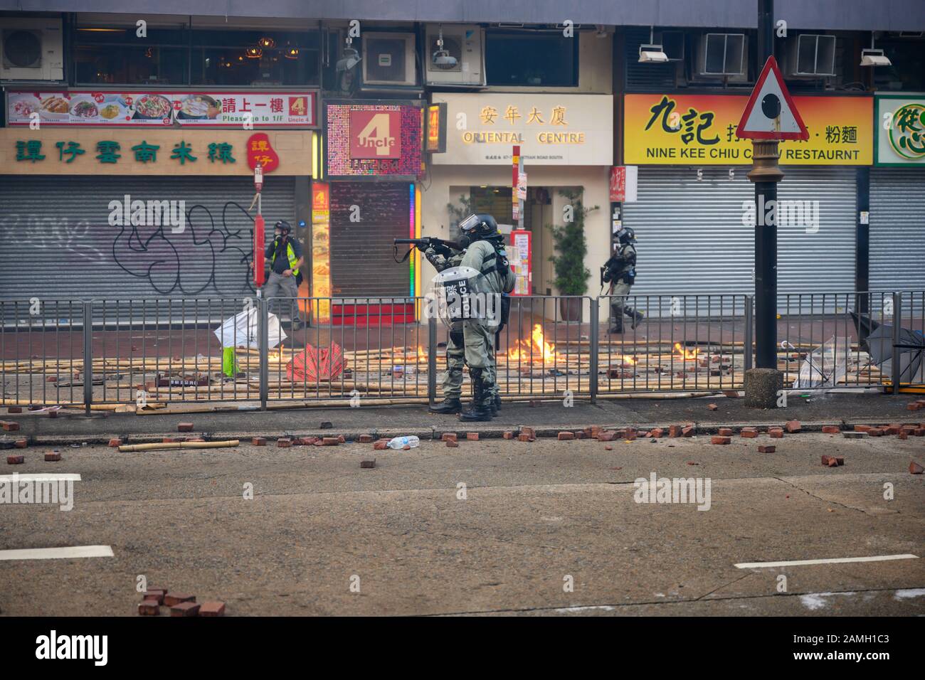 PolyU, Hong Kong - Nov 18, 2019: The second day of the Siege of PolyU ...