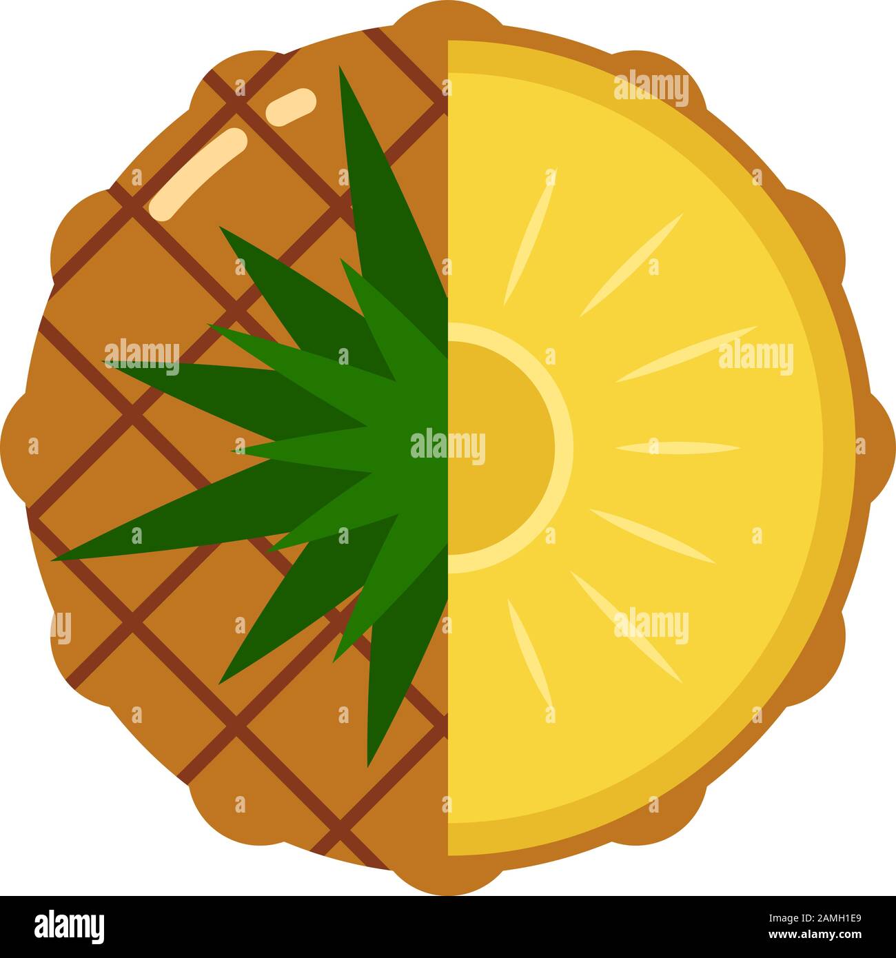 pineapple fruit sphere with half slice isolated on white background ...