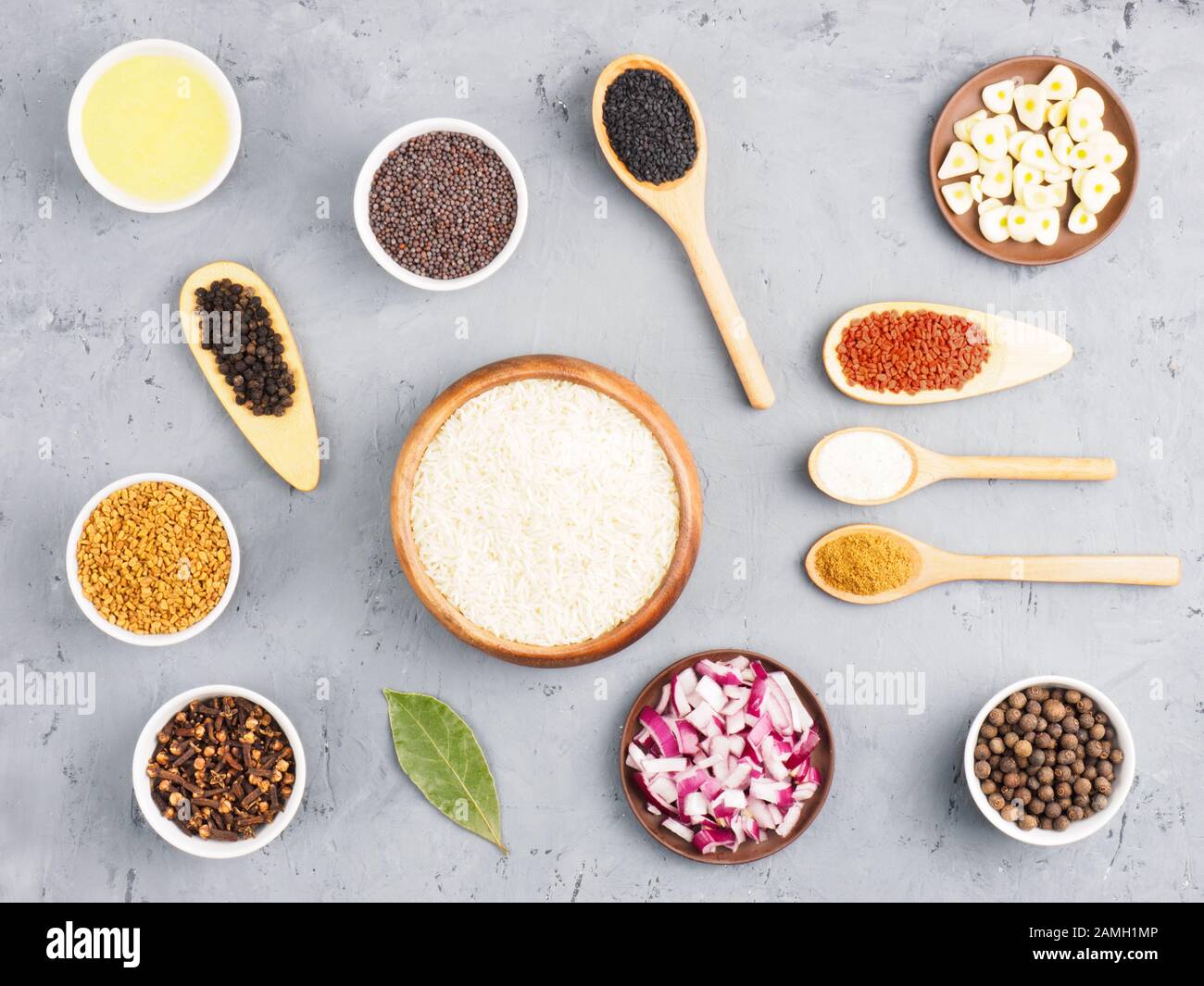 Ingredients for cooking basmati rice: butter, salt, black pepper ...