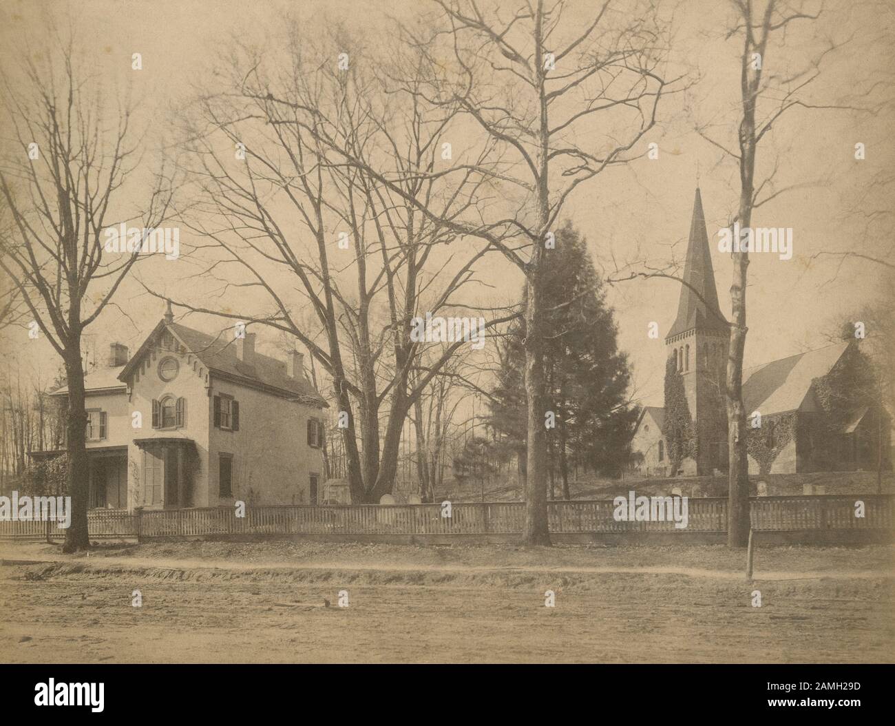 Antique c1890 photograph, Episcopal Church and rectory in South Amboy ...