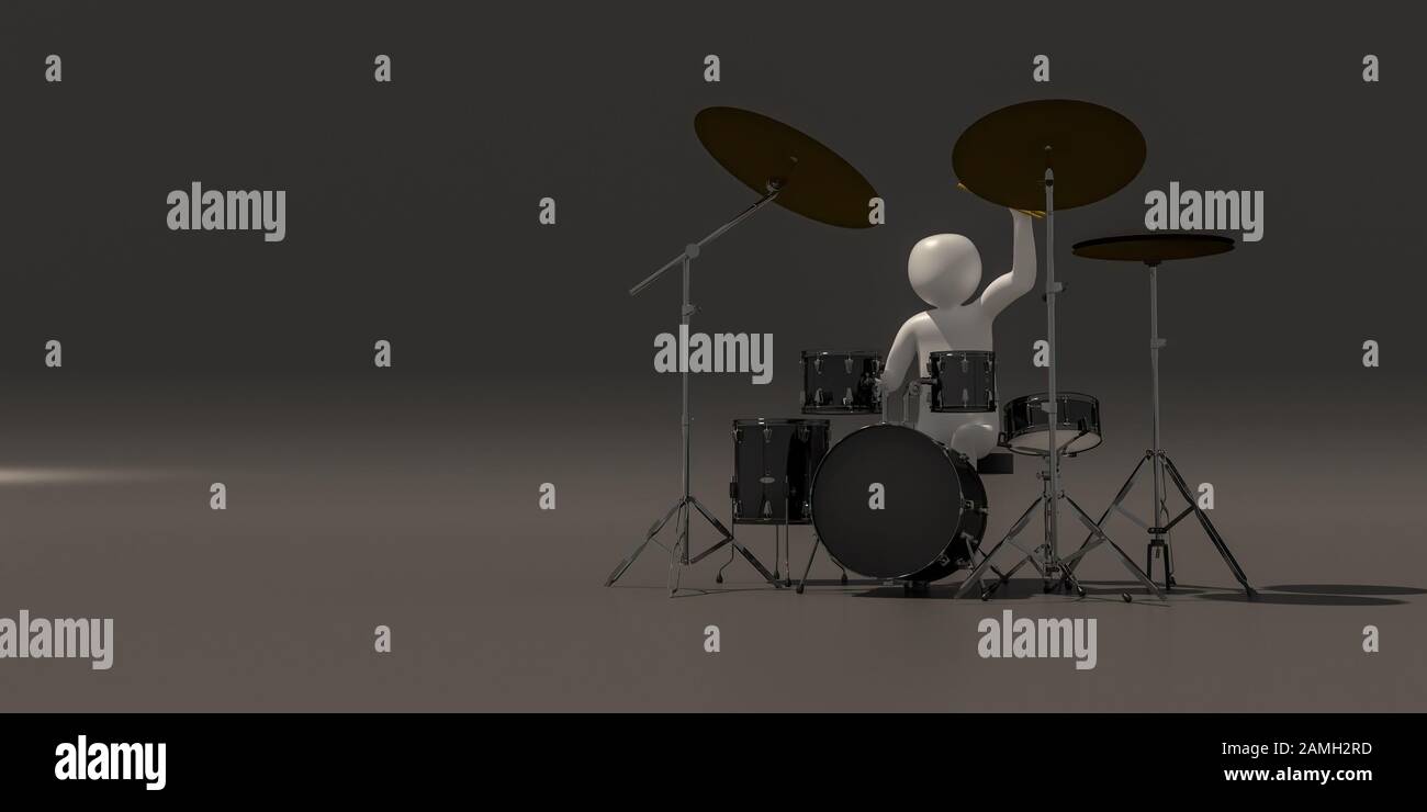 3d illustrator group of career musician symbols on a gray background ...