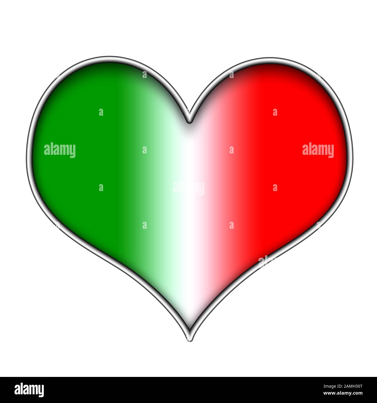 Heart with Italian flag colors Stock Photo - Alamy