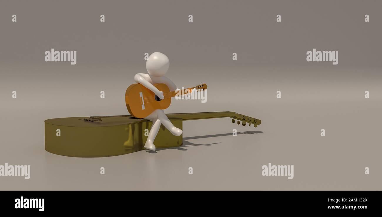 3d illustrator group of career musician symbols on a gray background ...