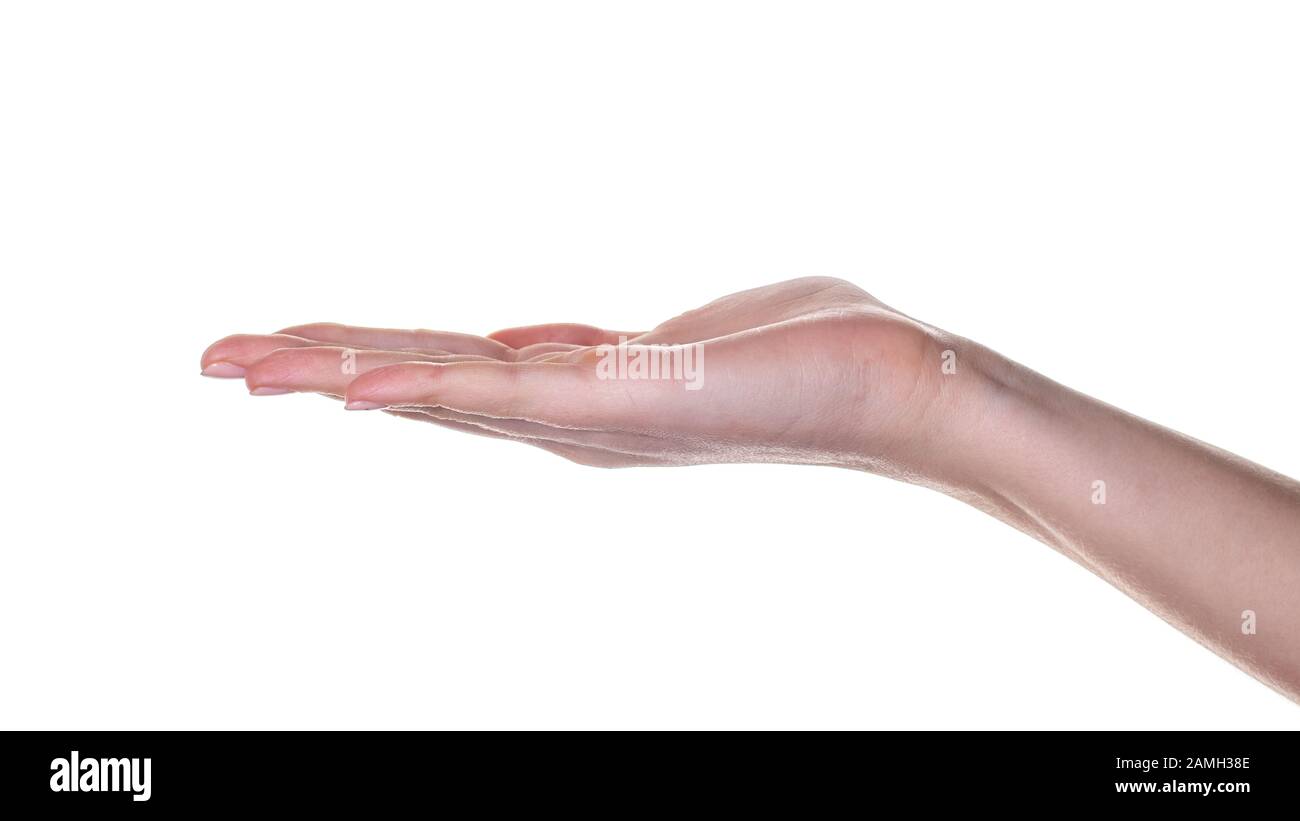 Open woman hand isolated on white background Stock Photo - Alamy