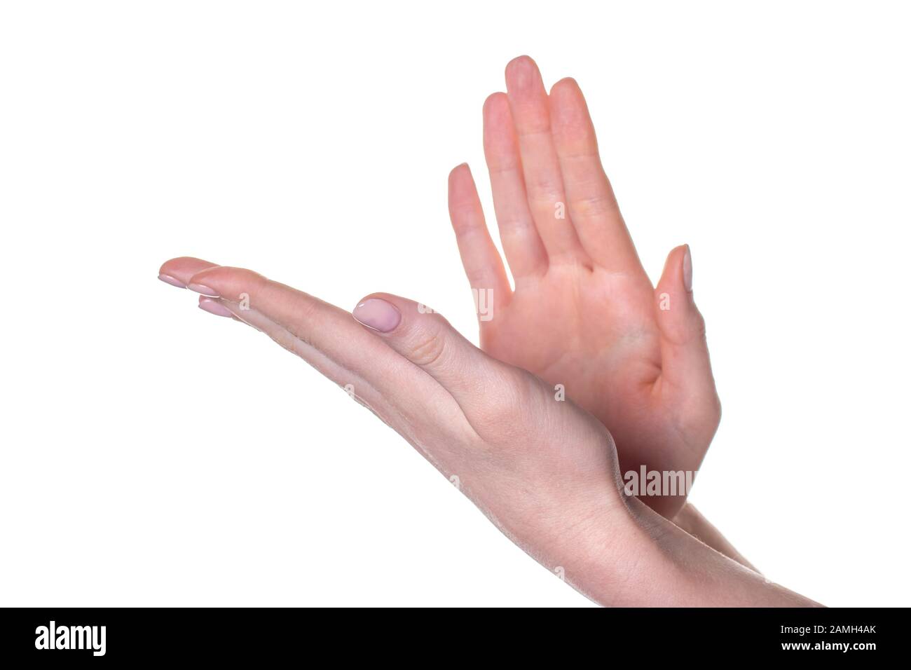 Clapping. beautiful female hands isolated on white background giving ...