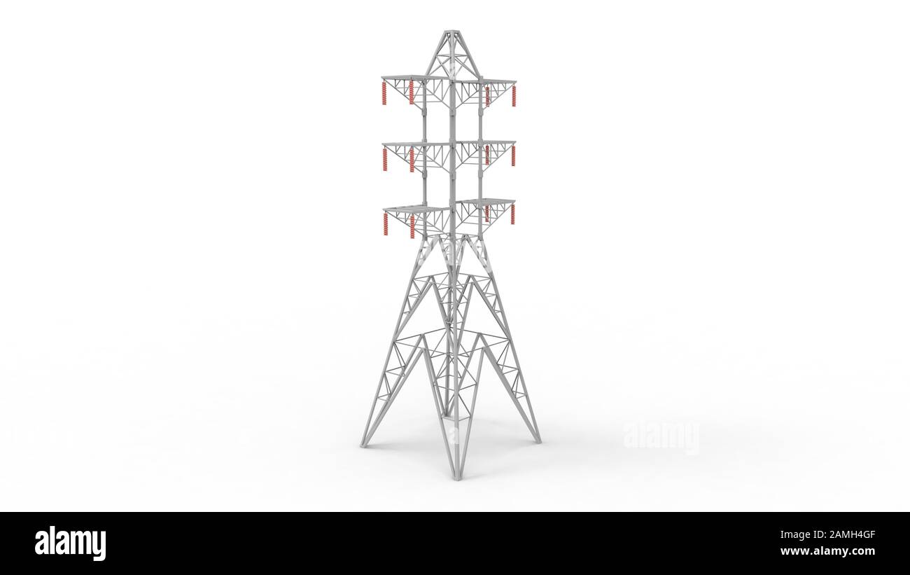 3d rendering of a electricity tower isolated on a white background ...