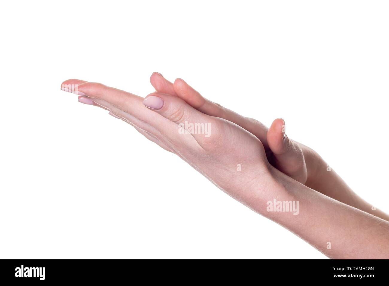 Clapping. beautiful female hands isolated on white background giving ...