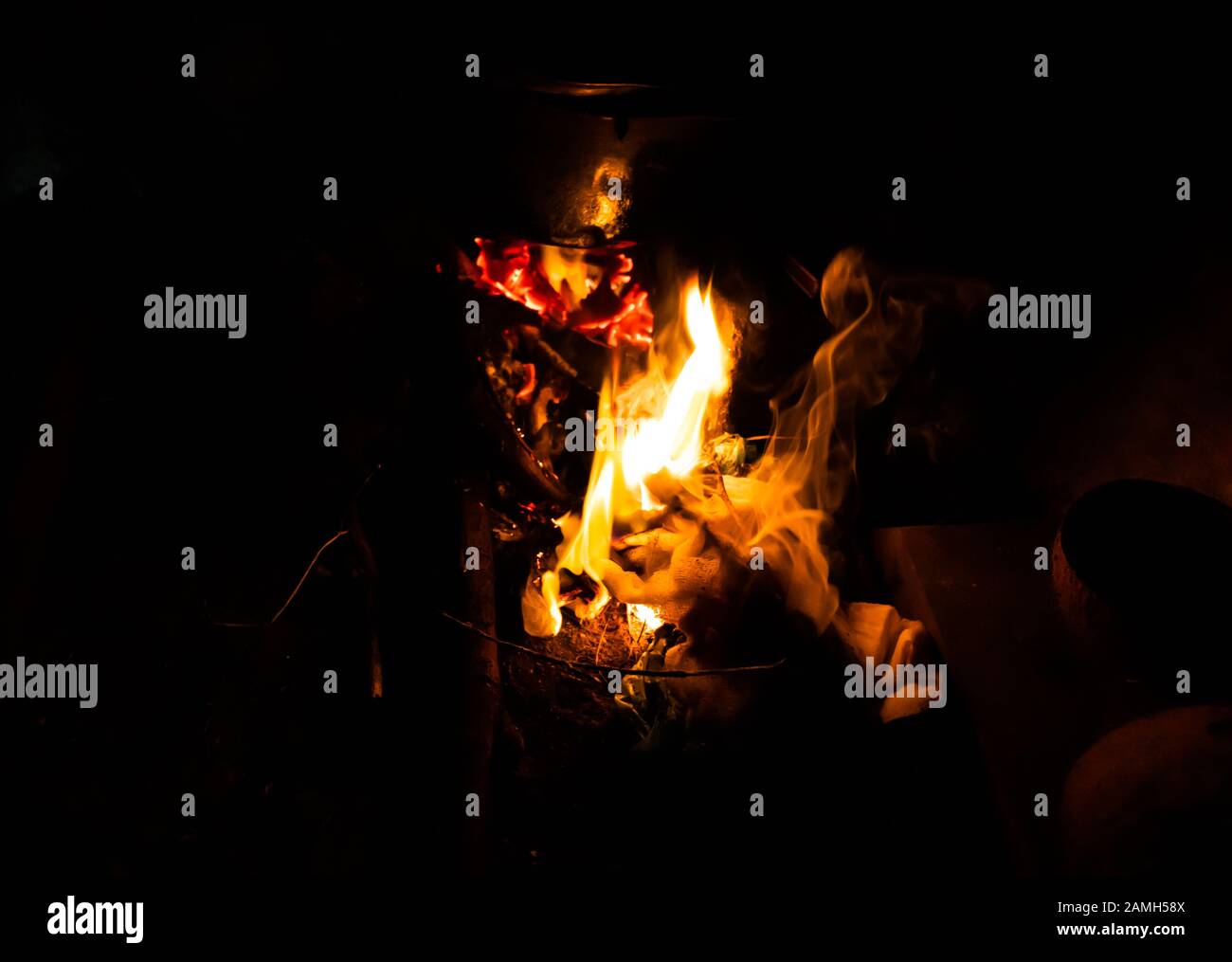 preparing break-first in the outdoor kitchen Stock Photo - Alamy
