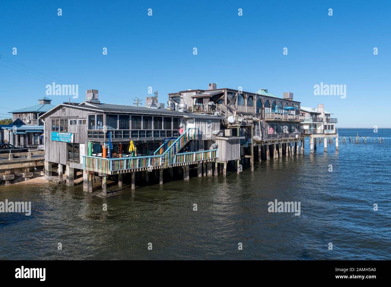 JANUARY 6, 2020, CEDAR KEY, FL: Waterfront buildings on Cedar Key are ...