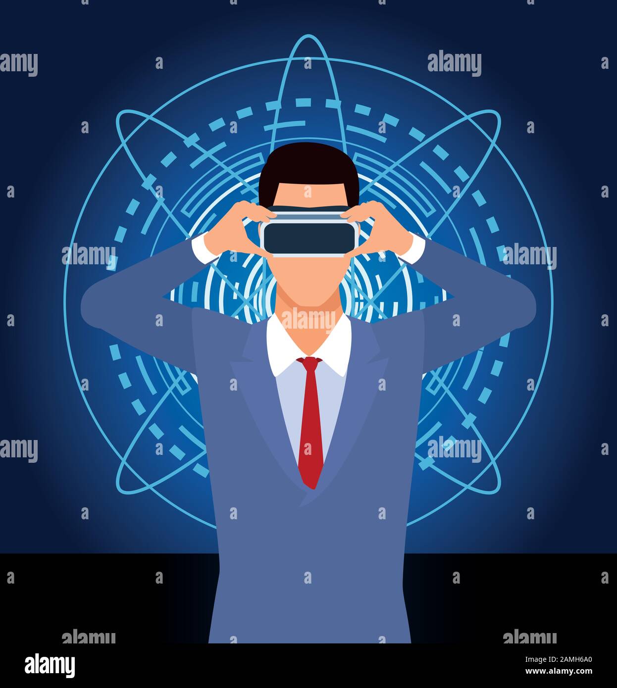 artificial intelligence technology man using vr goggles Stock Vector ...