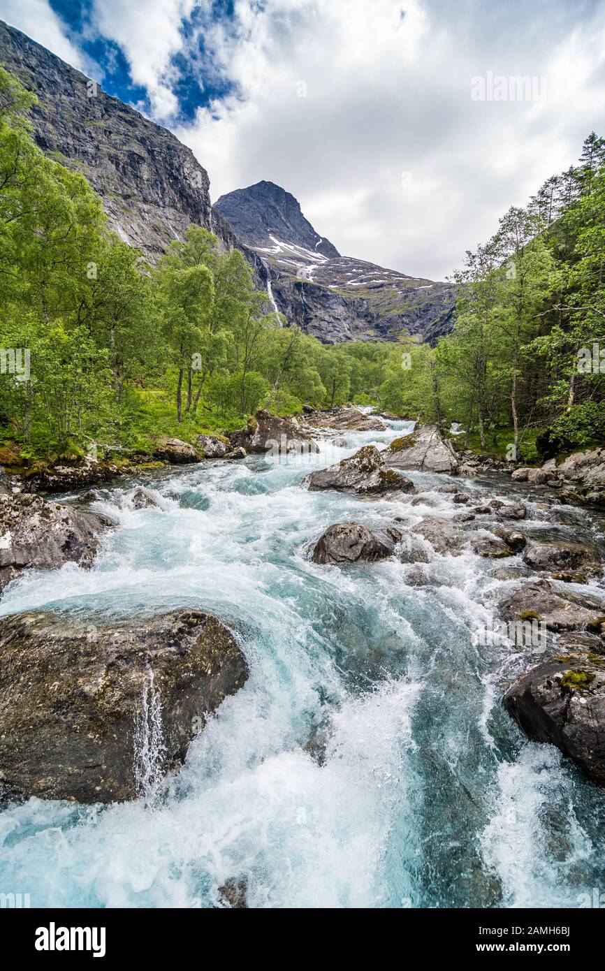 Beautiful mountain river near Trollstigen in Norway Stock Photo - Alamy
