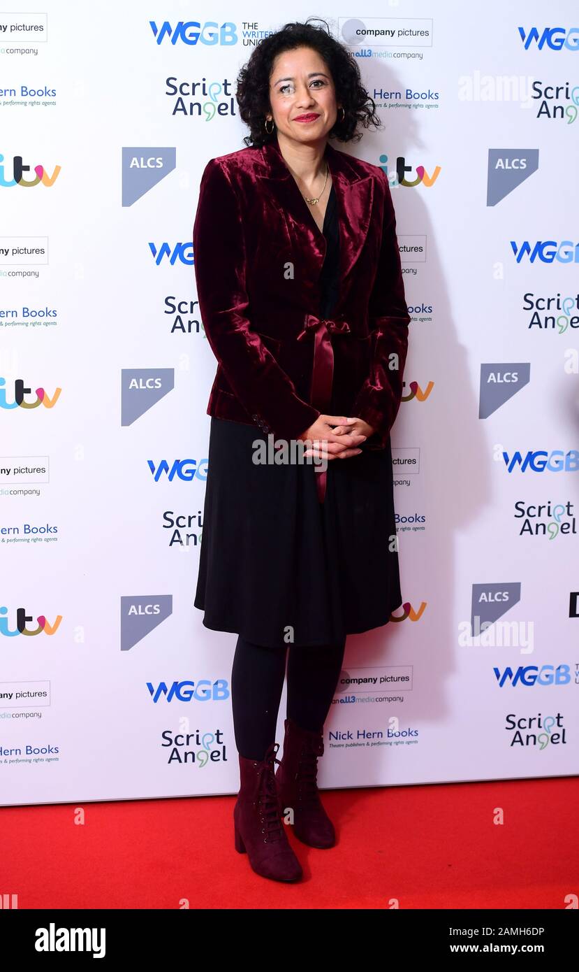 Samira Ahmed arrives at The Writers' Guild Awards 2020 held at the ...