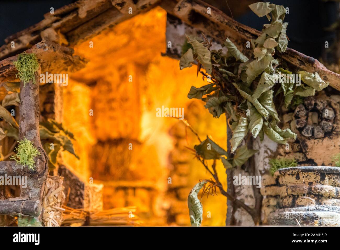 details of hut in Christmas Nativity scene Stock Photo - Alamy