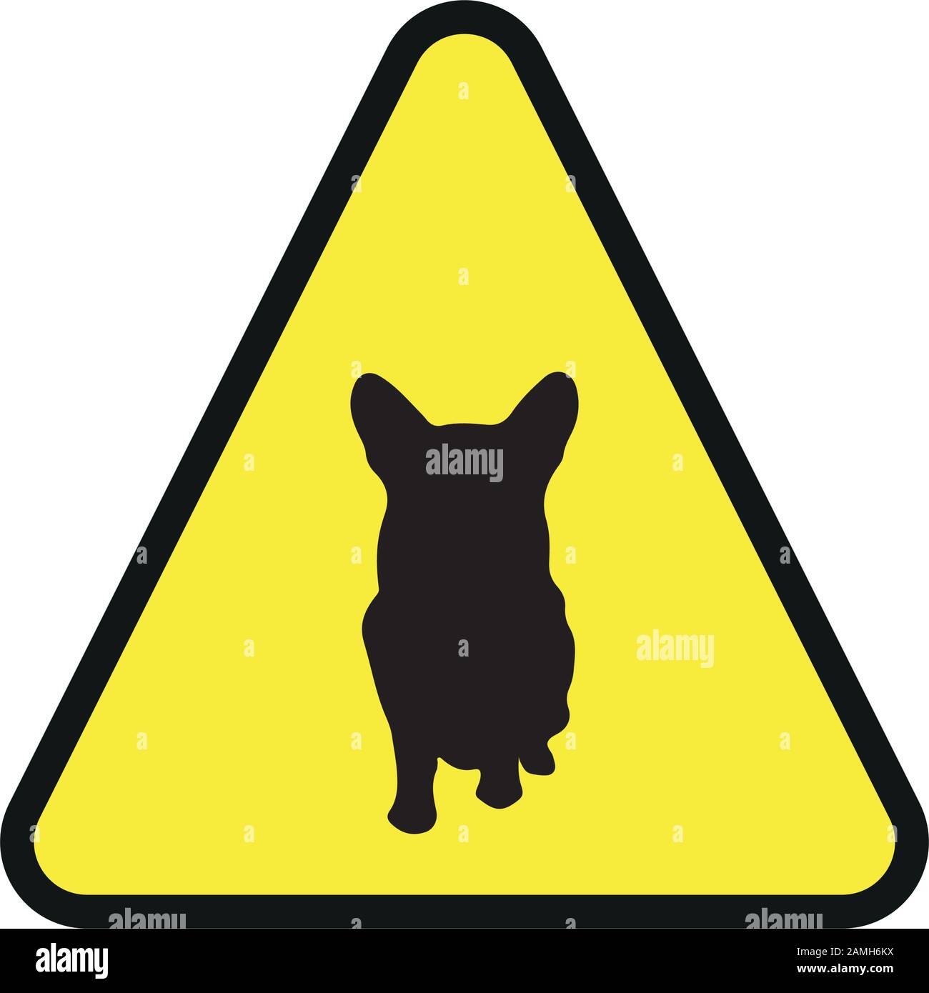 Beware of dog sign. Vector yellow triangle security silhouette of the ...