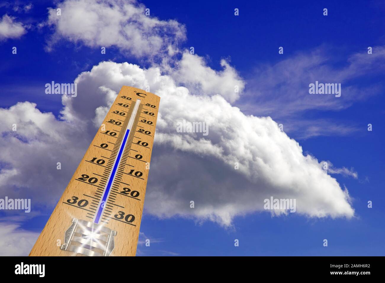Thermometer, sky and clouds in the background Stock Photo - Alamy