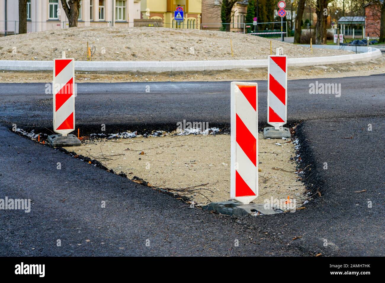 construction of a new infrastructure object, car roundabout in the city ...