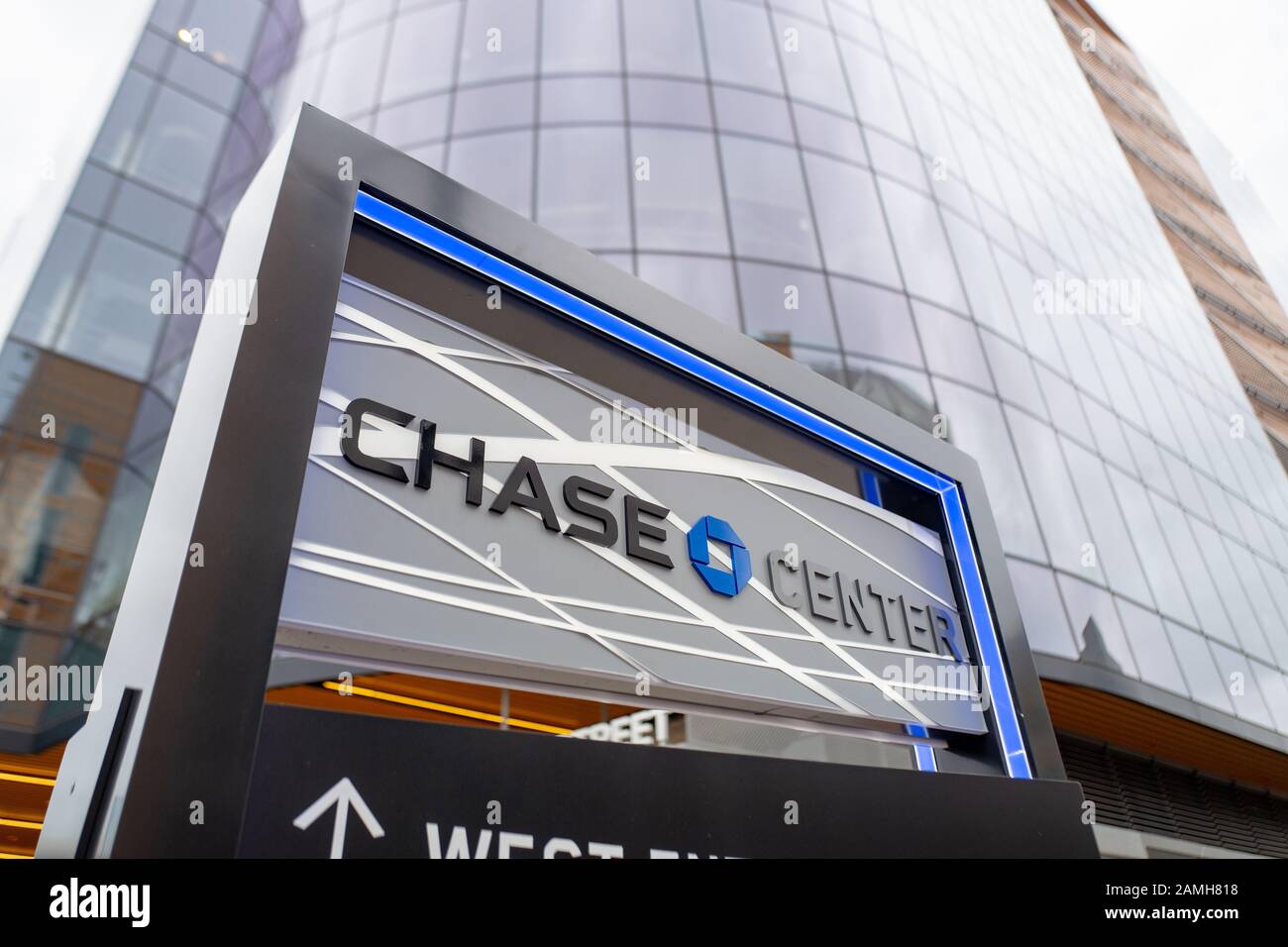 Signage at Chase Center, the new home of the Golden State Warriors NBA ...