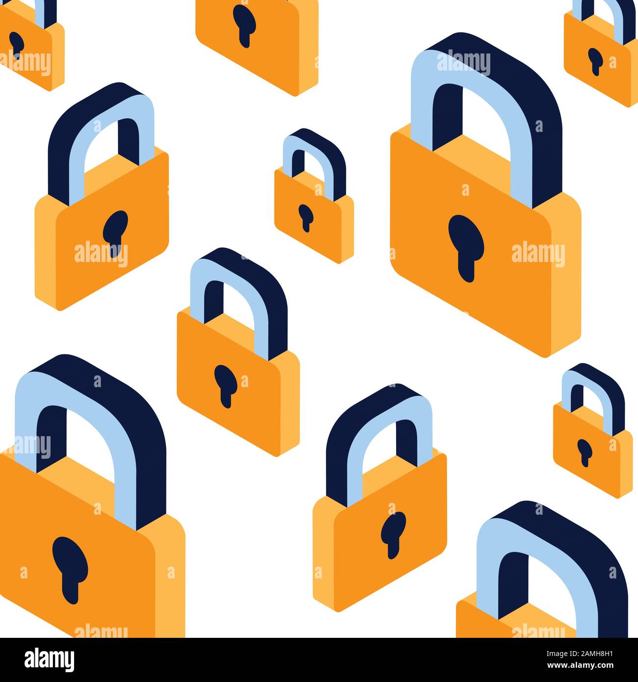 pattern of security padlock on white background vector illustration ...