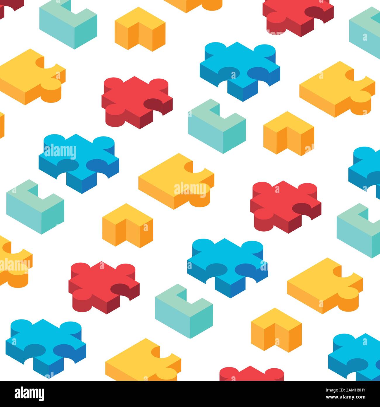 pattern of colorful puzzle pieces on white background vector ...